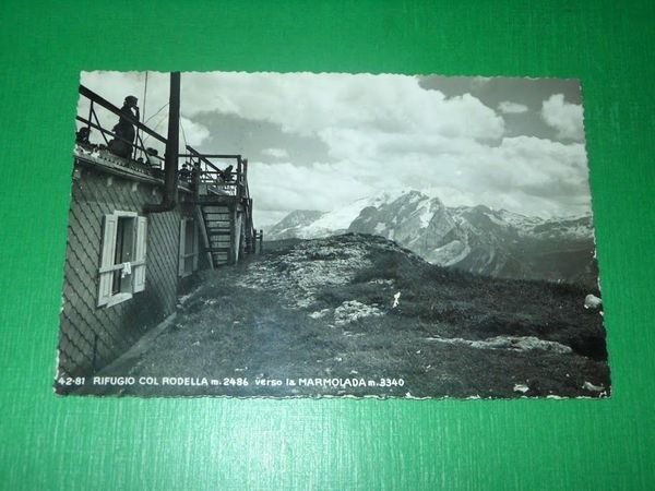 Cartolina Rifugio Col Rodella verso la Marmolada 1937 - Cartolina