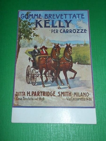 Cartolina Pubblicità Gomme KELLY per carrozze - Ditta Partridge Smith ...