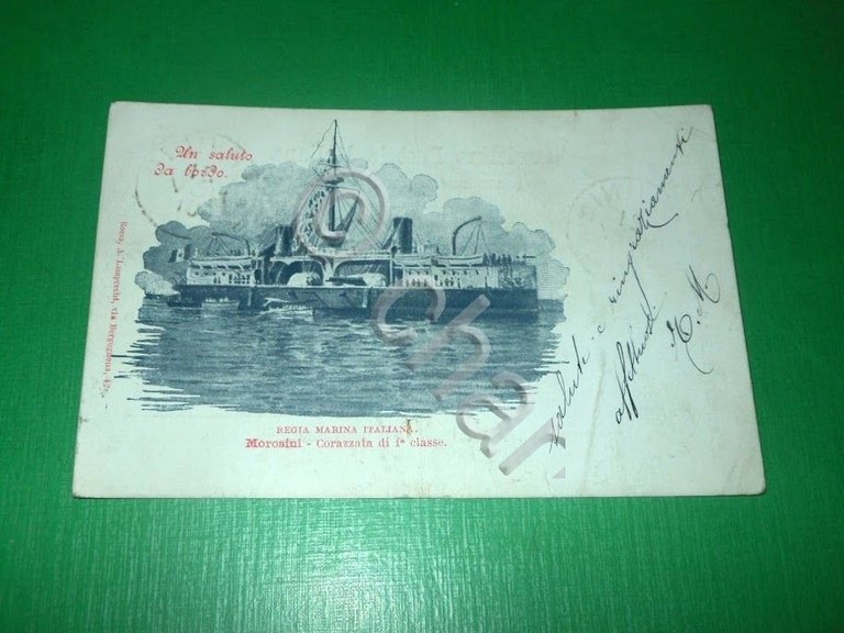 Cartolina Regina Marina Italiana - Corazzata di 1^ classe Morosini 1901 ...