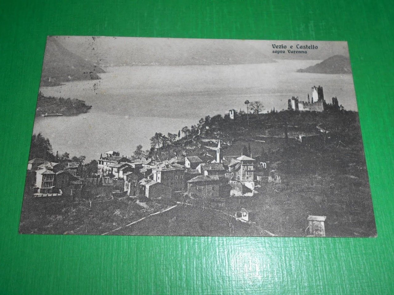 Cartolina Vezio e Castello sopra Varenna - Panorama 1924. - Cartolina