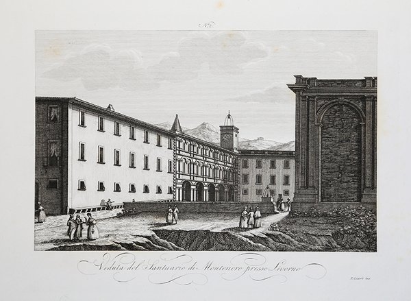 Veduta del Santuario di Montenero presso Livorno - Stampa