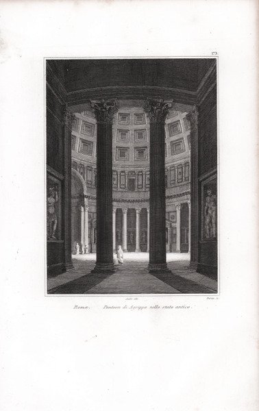 Roma. Panteon di Agrippa nello stato antico. - Stampa