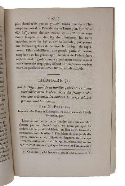 Mémoire Sur la Diffraction de la lumière, où l'on examine Mémoire Sur la Diffraction de la lumière, où l'on examine